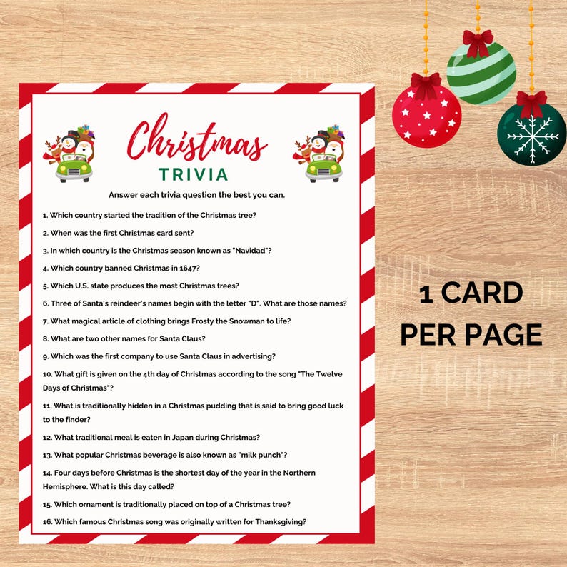 Christmas Trivia, Family Game, Printable Christmas Game, Christmas ...