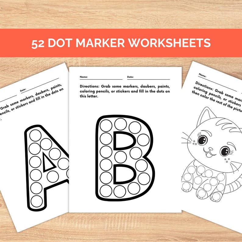 Alphabet Animal Dot Marker Pages, 52 Worksheets, Dot Marker, Toddler ...