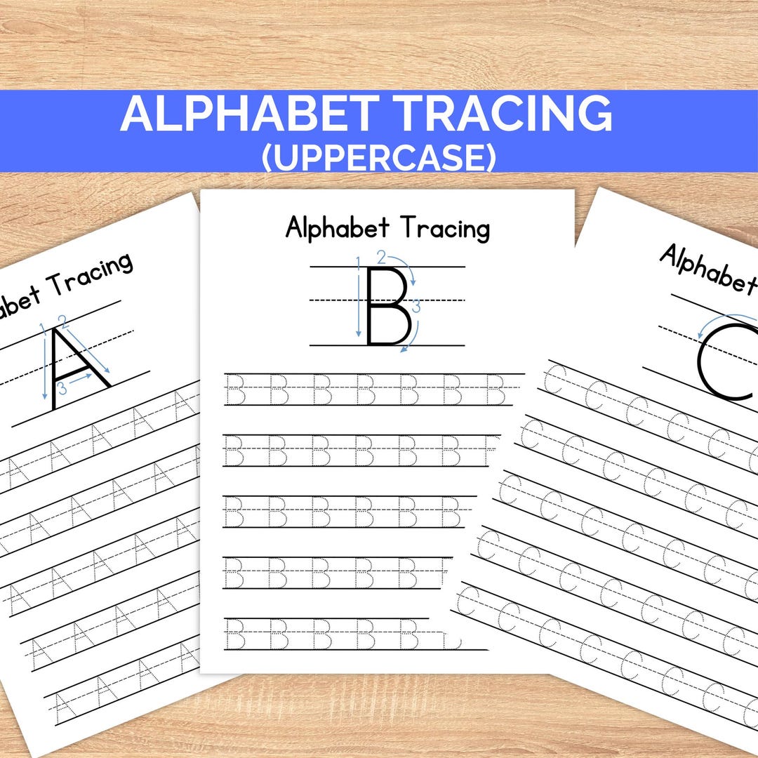 26 Printable Uppercase Alphabet Tracing Worksheets, Tracing the Letters ...