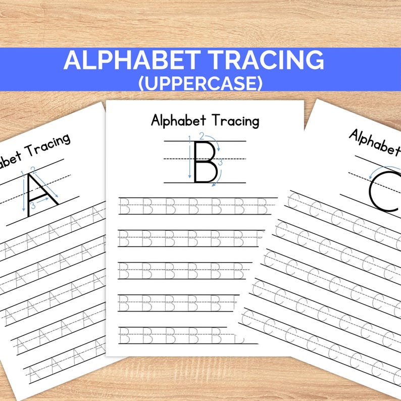 26 Printable Uppercase Alphabet Tracing Worksheets, Tracing the Letters ...