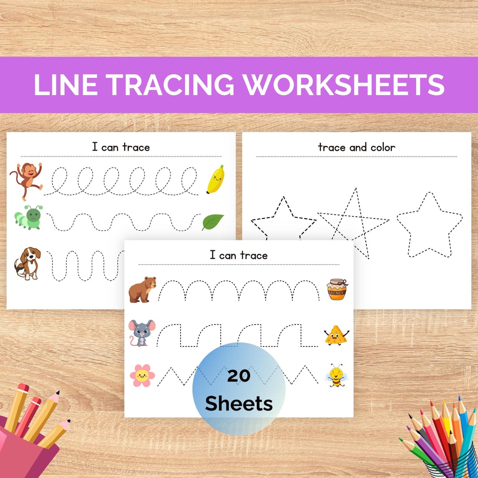 Line Tracing , Pre-writing Worksheet, Line Tracing Practice, Preschool ...