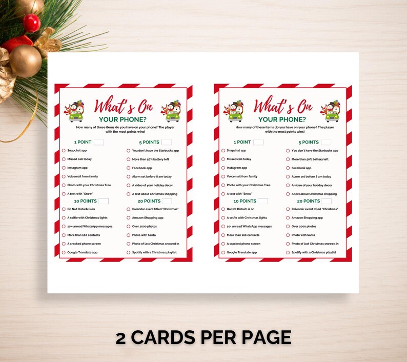 Christmas What's on Your Phone Game, Printable Christmas Game ...
