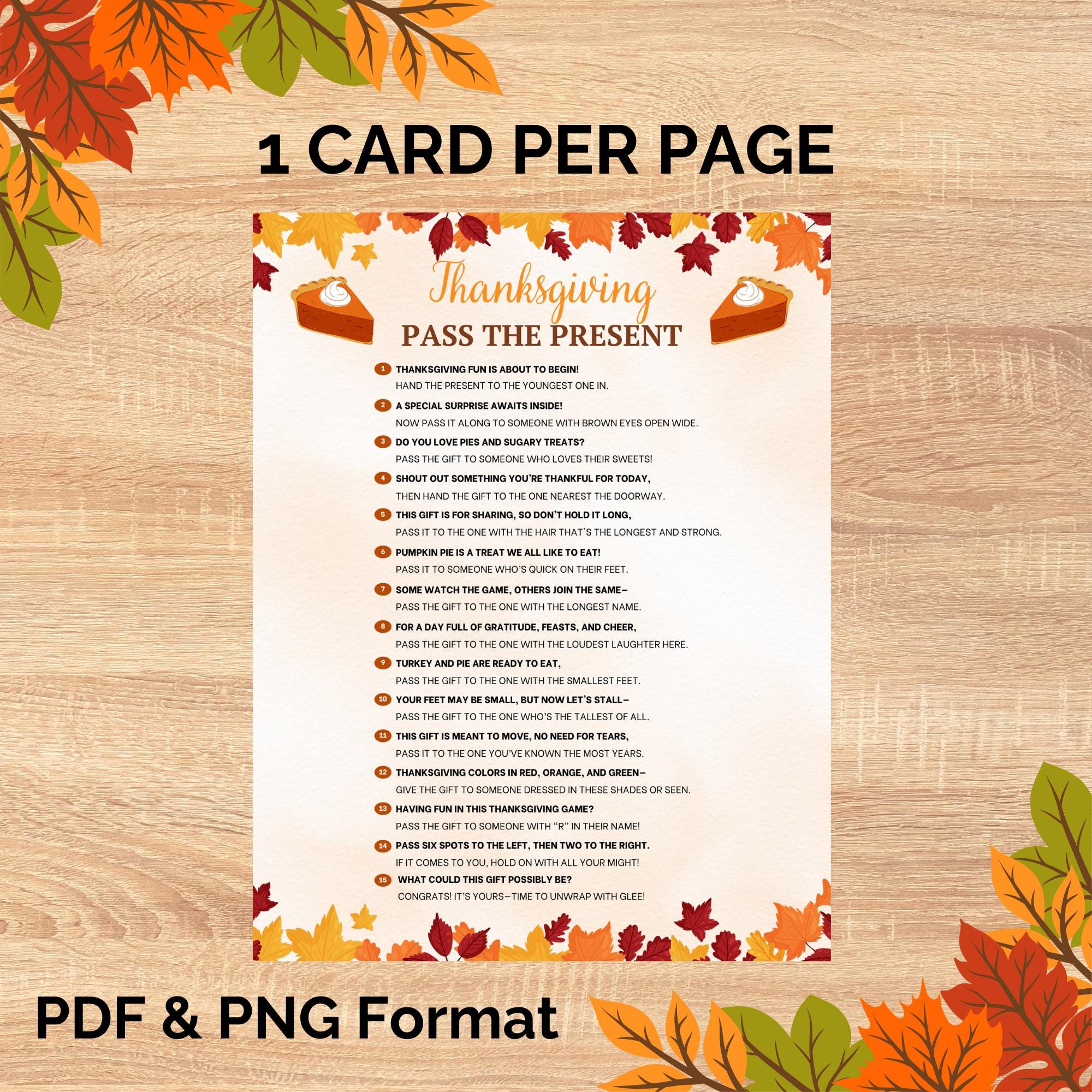 Thanksgiving Pass the Present, Thanksgiving Party Game, Thanksgiving ...