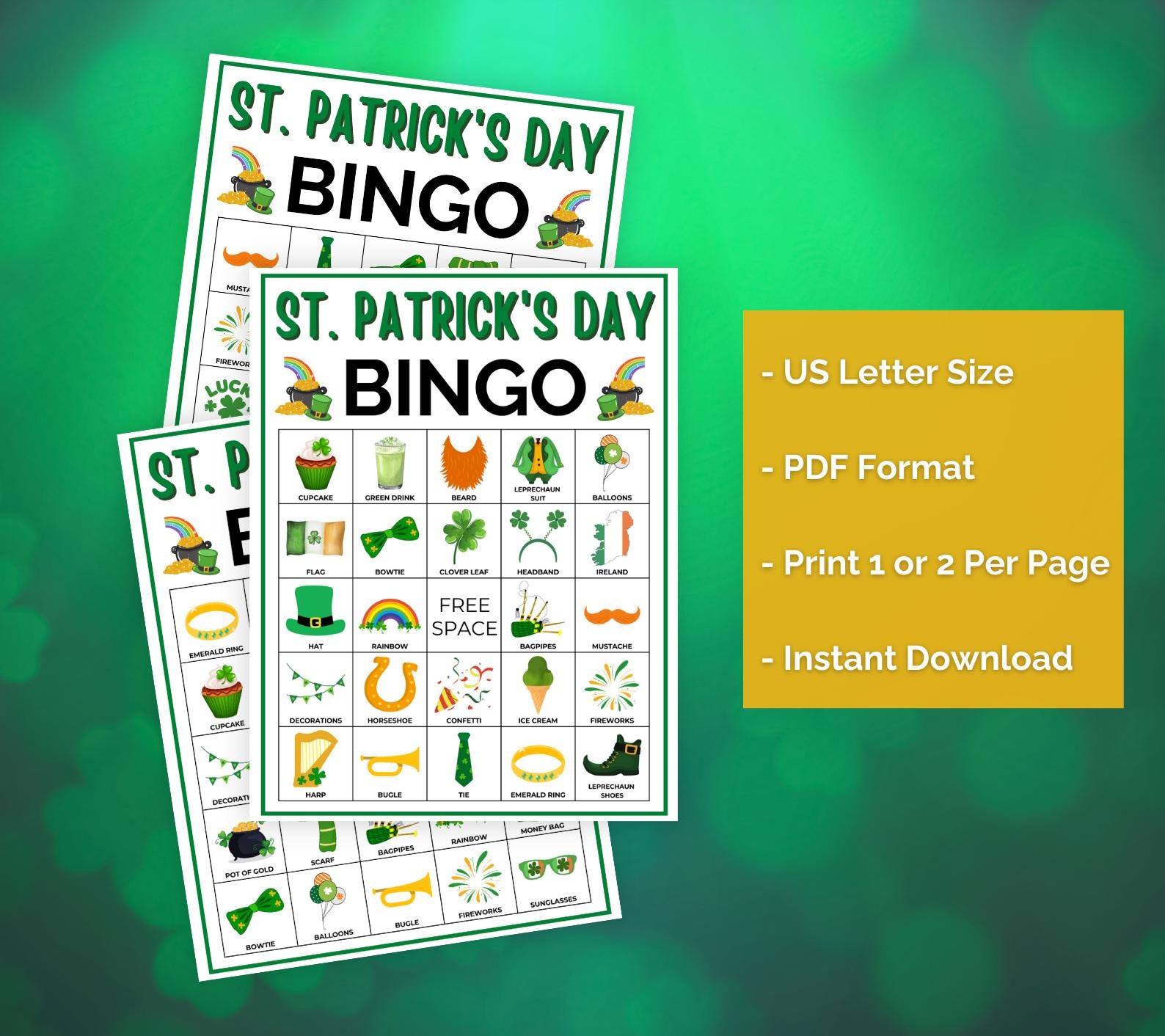 50 St. Patricks Day Bingo Cards Game, St. Patrick's Day Bingo, St.paddy ...