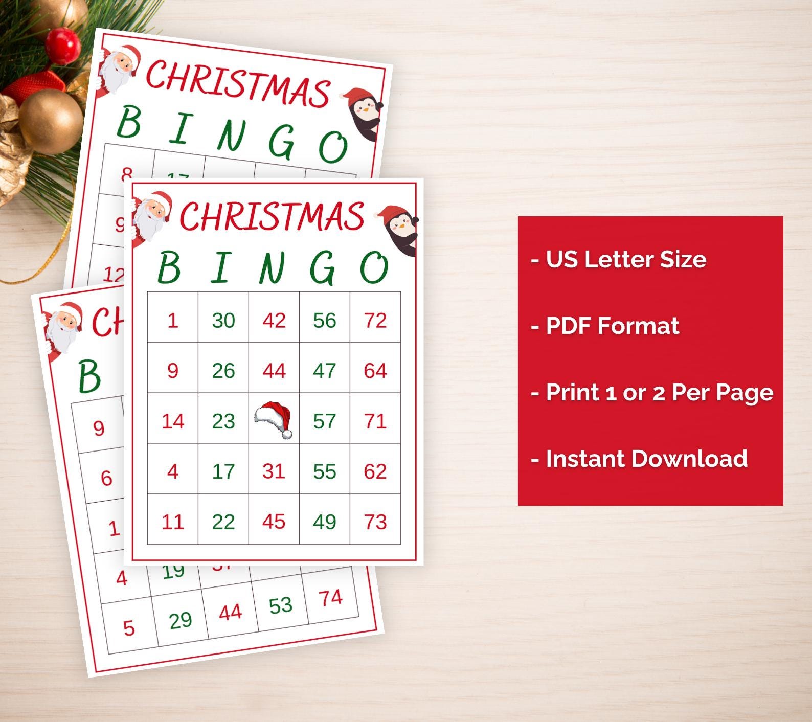 300 Christmas Bingo Cards, Christmas Games, Christmas Activity ...