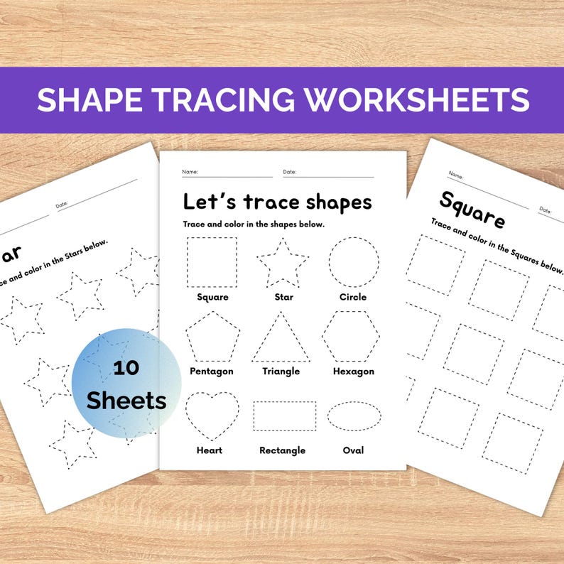 Shape Tracing Worksheets, Preschool Shape Tracing, Printable Shape ...