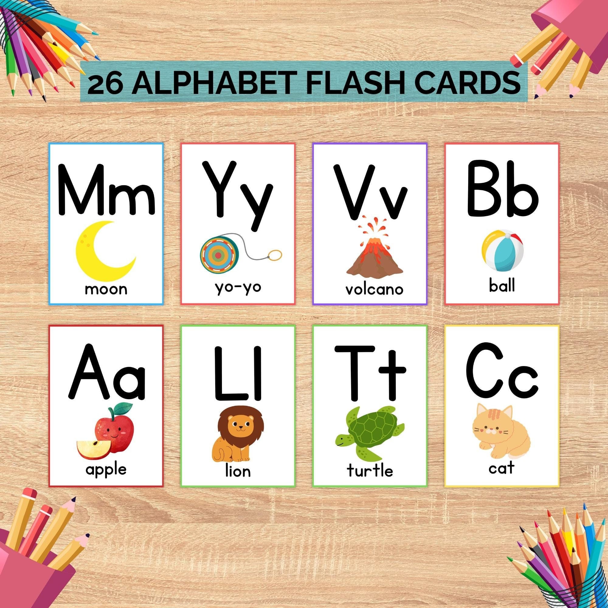 Alphabet Flash Cards, A-Z Cards, ABC Flash Cards, Educational Cards ...