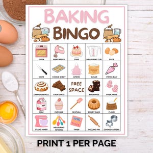 30 Baking Bingo Cards, Baking Bingo Printable, Kitchen Party Game ...
