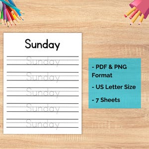 Days of the Week Tracing Sheets, Days of the Week Tracing Worksheets ...