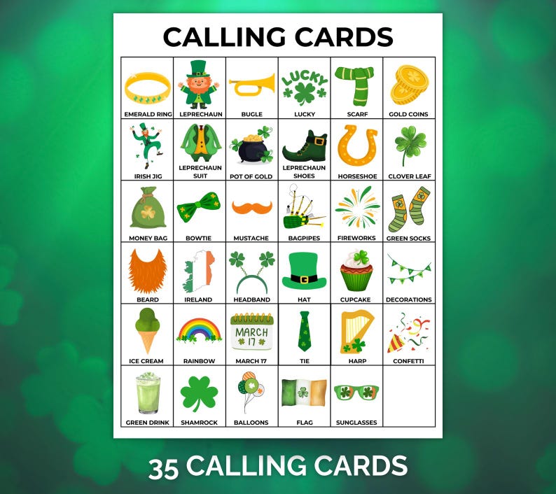50 St. Patricks Day Bingo Cards Game, St. Patrick's Day Bingo, St.paddy ...