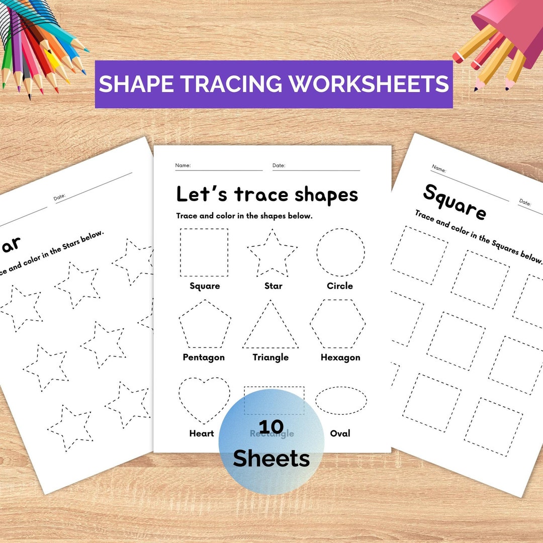 Shape Tracing Worksheets, Preschool Shape Tracing, Printable Shape ...
