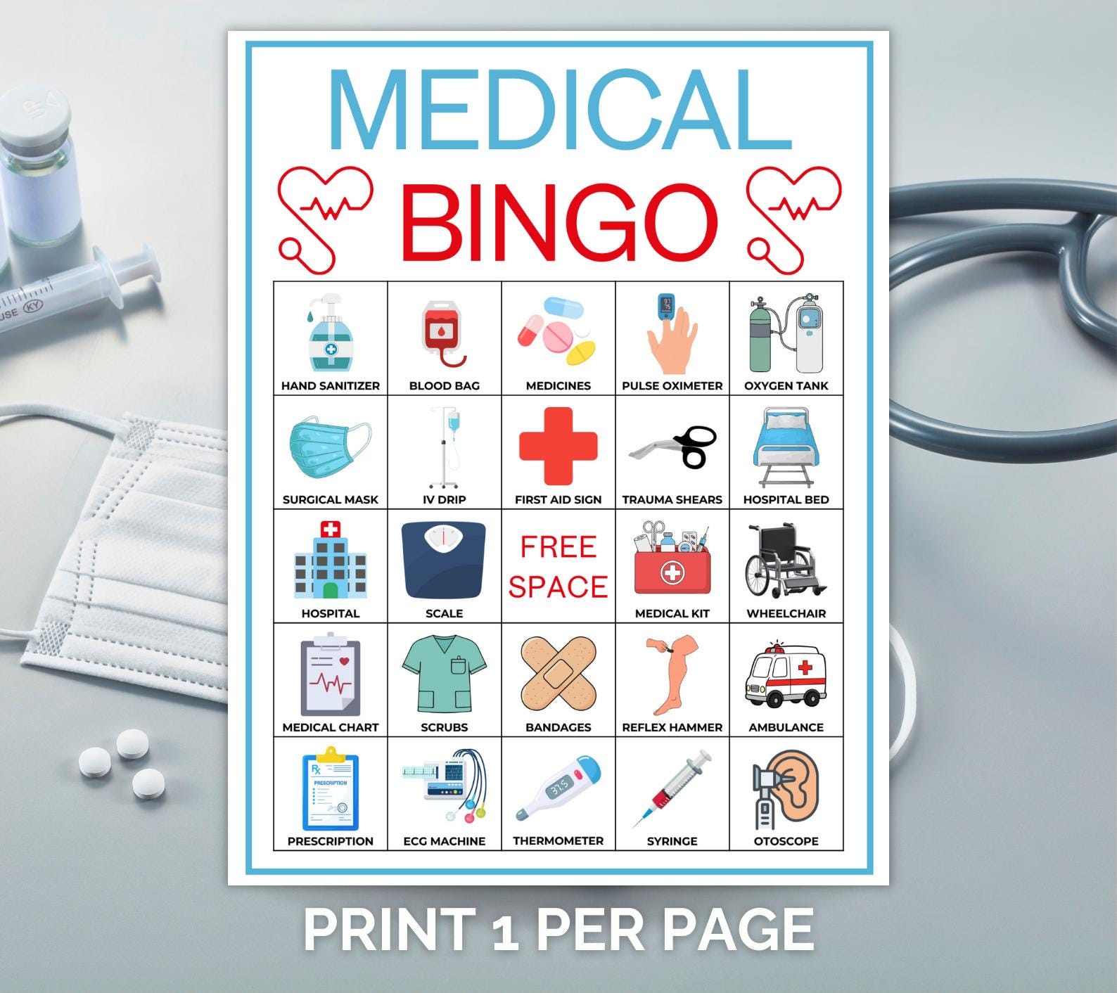 40 Medical Bingo Cards, Medical Bingo Printable, Nurse Bingo Cards ...