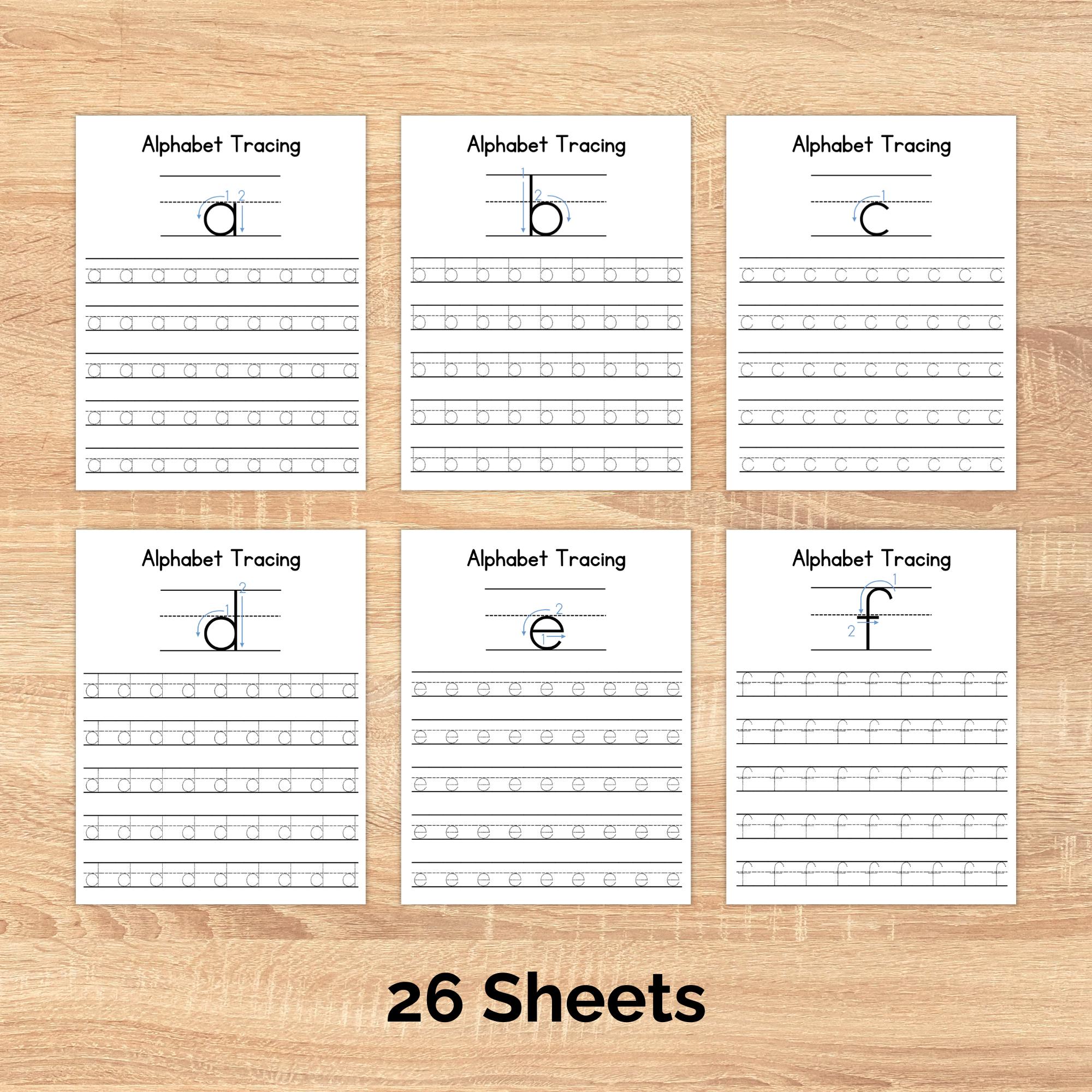 26 Printable Lowercase Alphabet Tracing Worksheets, Tracing the Letters ...