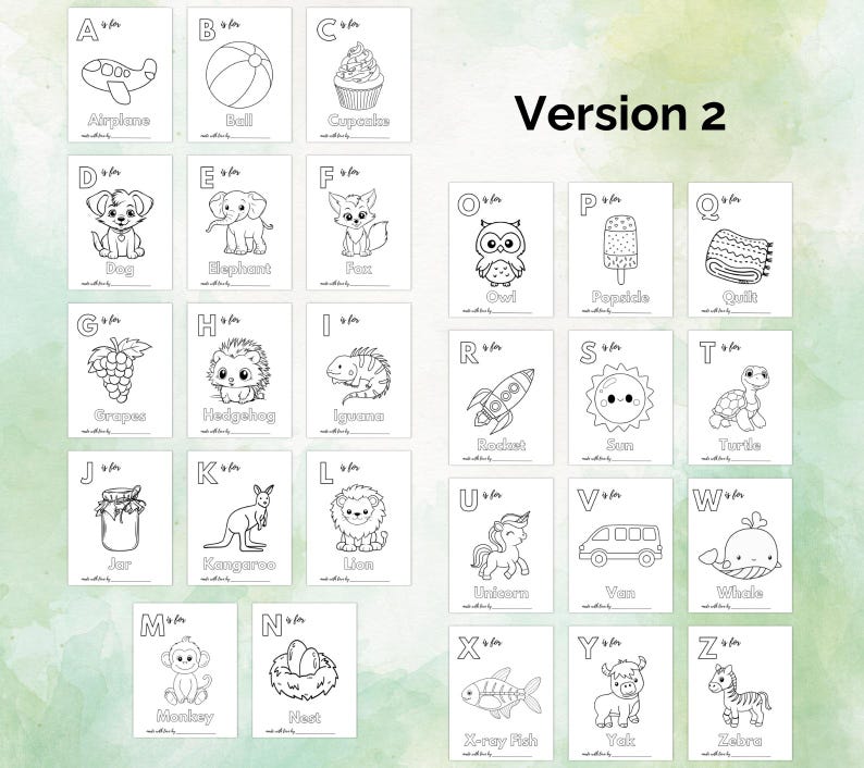 52 Pages ABC Baby Shower Coloring Book, Baby's First ABC Book, Baby ...