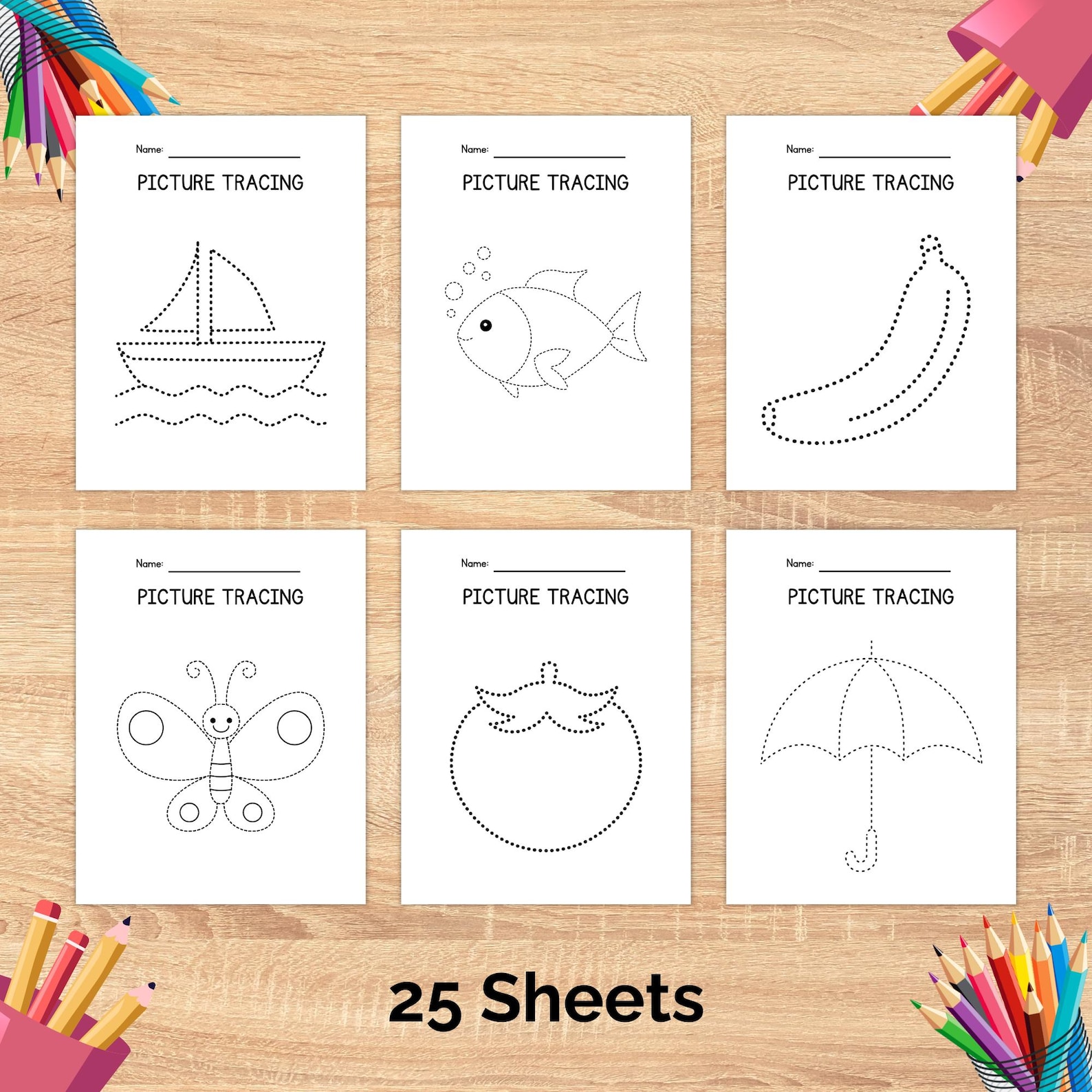 25 Tracing Worksheets, Preschool Trace Sheets, Handwriting Practice ...