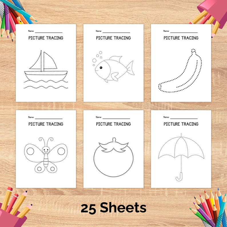 25 Tracing Worksheets, Preschool Trace Sheets, Handwriting Practice ...