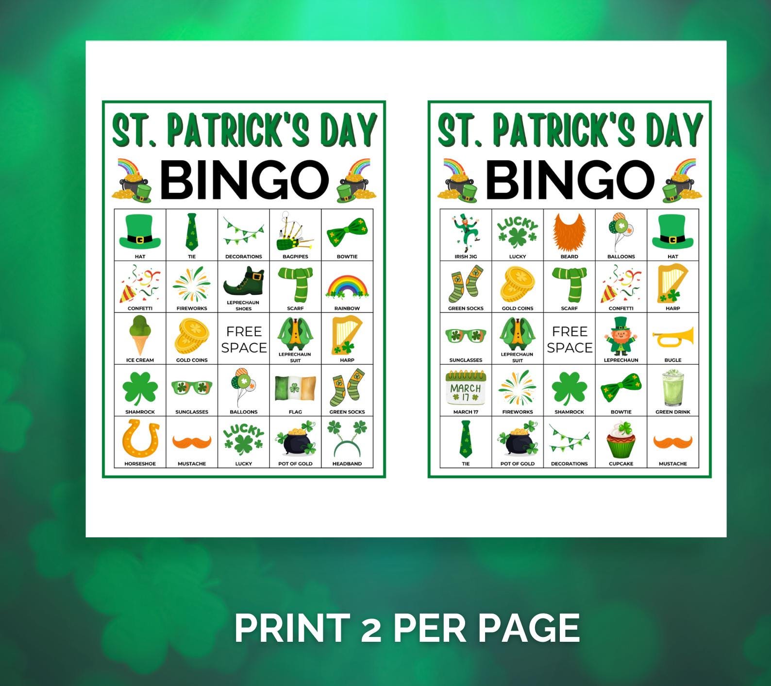 50 St. Patricks Day Bingo Cards Game, St. Patrick's Day Bingo, St.paddy ...