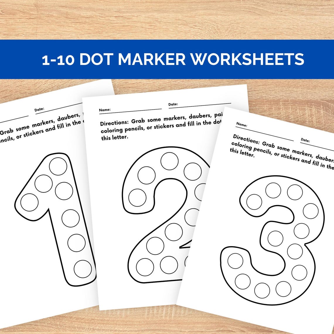1-10 Number Dot Marker Pages, 10 Worksheets, Dot Marker, Toddler ...