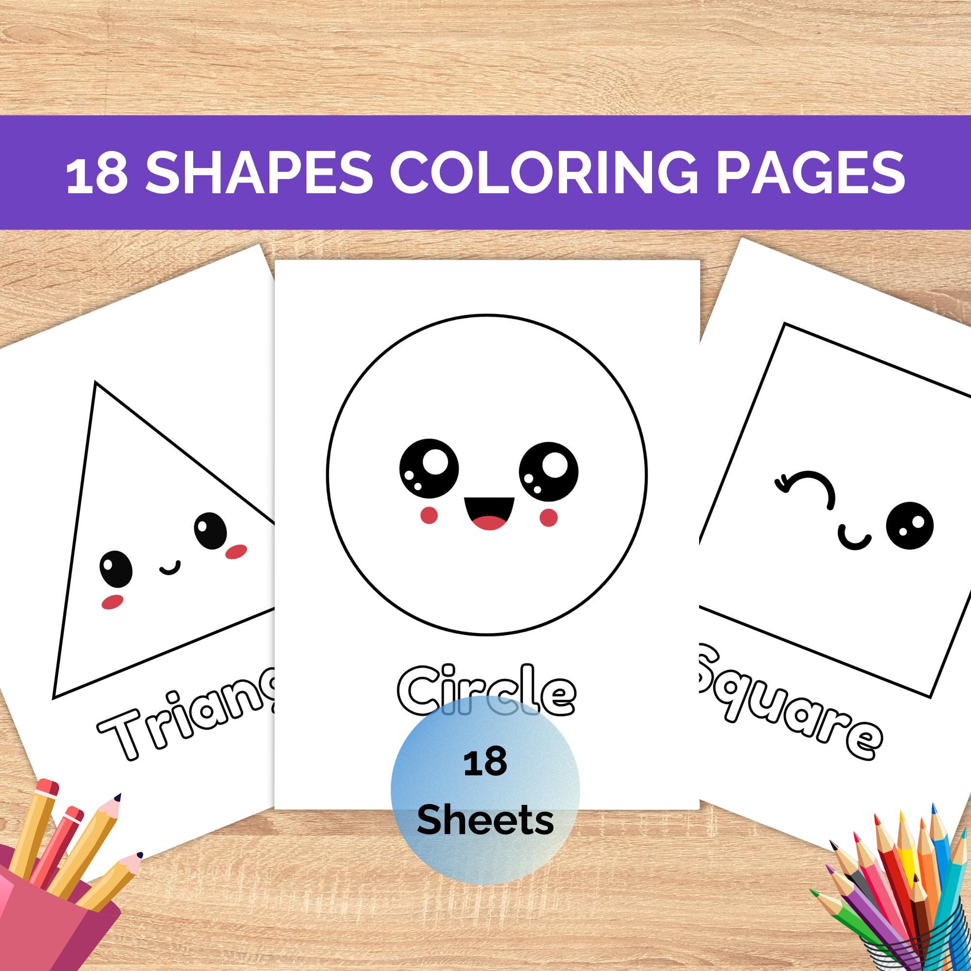 Shapes Coloring Pages for Kids, 18 Printable Coloring Worksheets ...