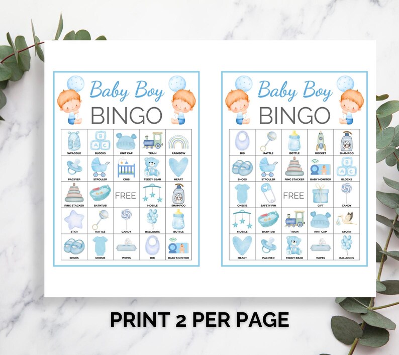 50 Baby Boy Bingo Cards, Baby Boy Shower Bingo, Baby Shower Bingo ...