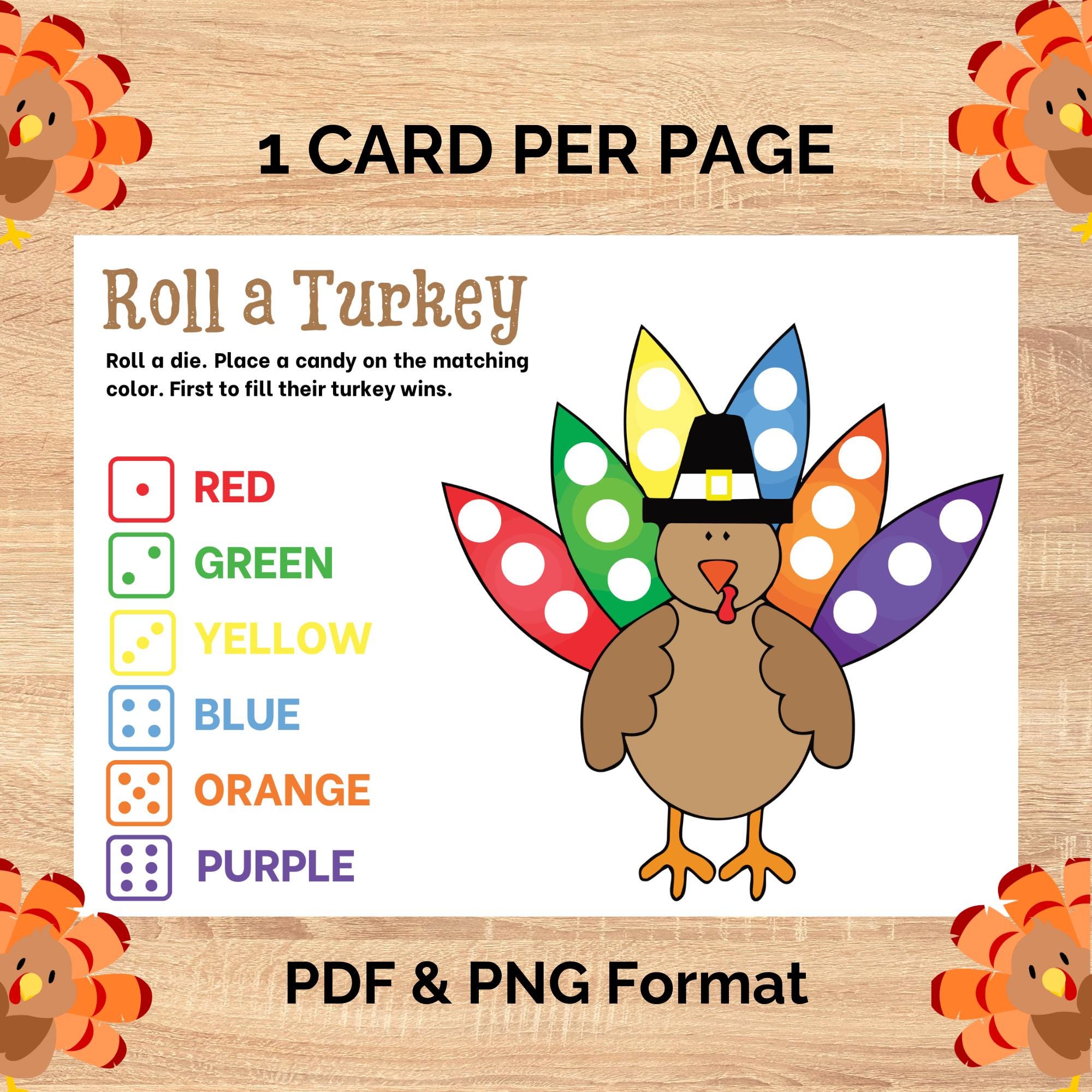 Roll a Turkey Kids Game, Thanksgiving Roll a Turkey Family Game ...