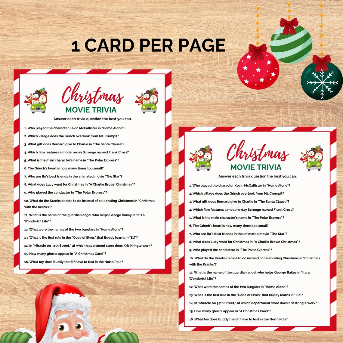 Christmas Movie Trivia, Family Game, Printable Christmas Game ...