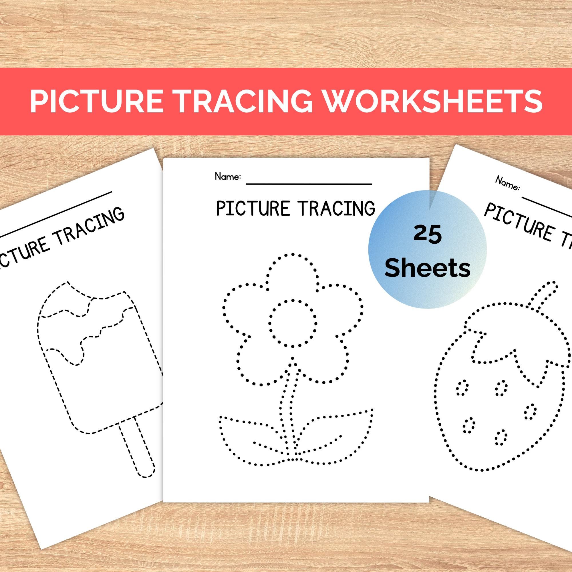 25 Tracing Worksheets, Preschool Trace Sheets, Handwriting Practice ...
