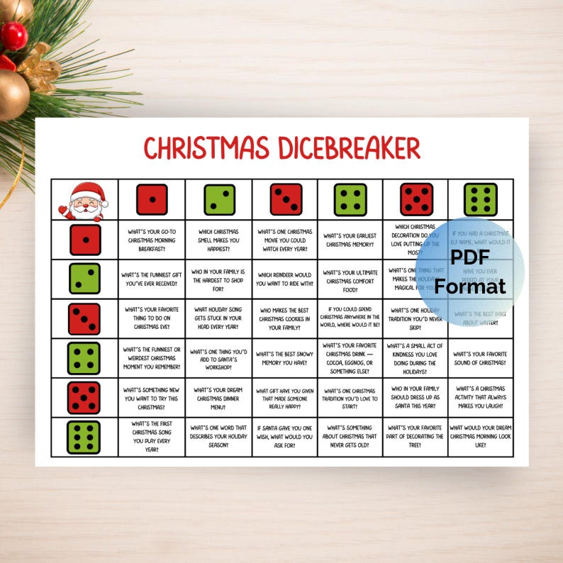 Christmas Dicebreaker Game, Holiday Party Icebreaker, Funny ...