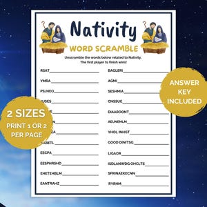 Nativity Word Scramble, Fun Nativity Game, Printable Nativity Game ...