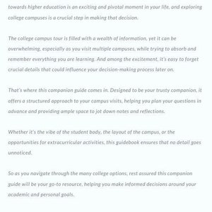College Visit Companion Guide and Checklist - Etsy