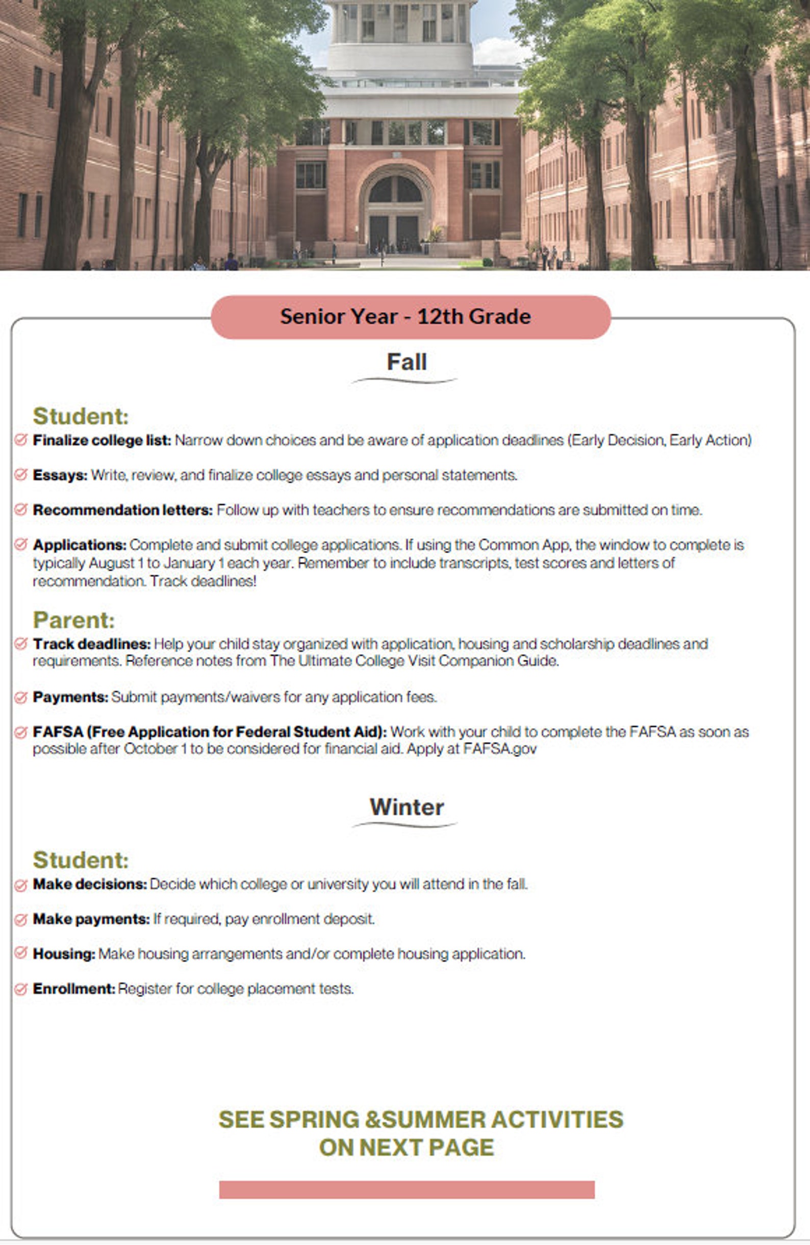 Path to College: A Detailed Timeline for Parents & Students - Etsy
