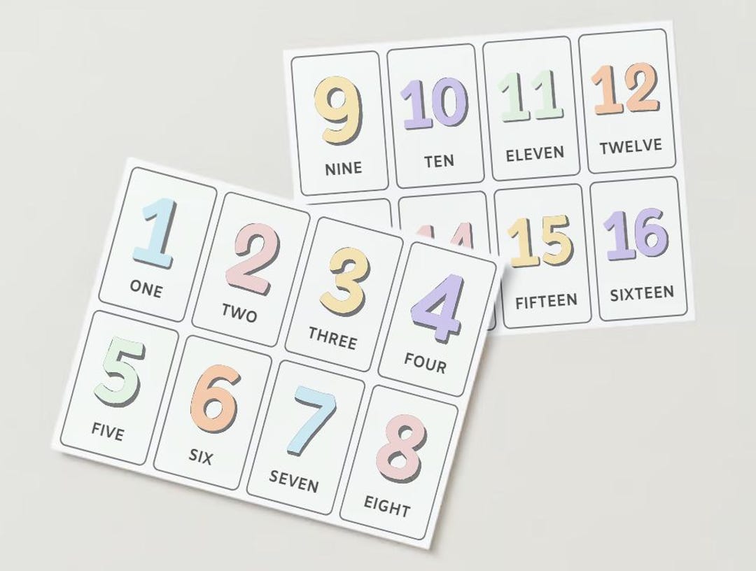 Numbers 1-50 Flashcards Printable, Pastel Number Cards for Kids, Count ...