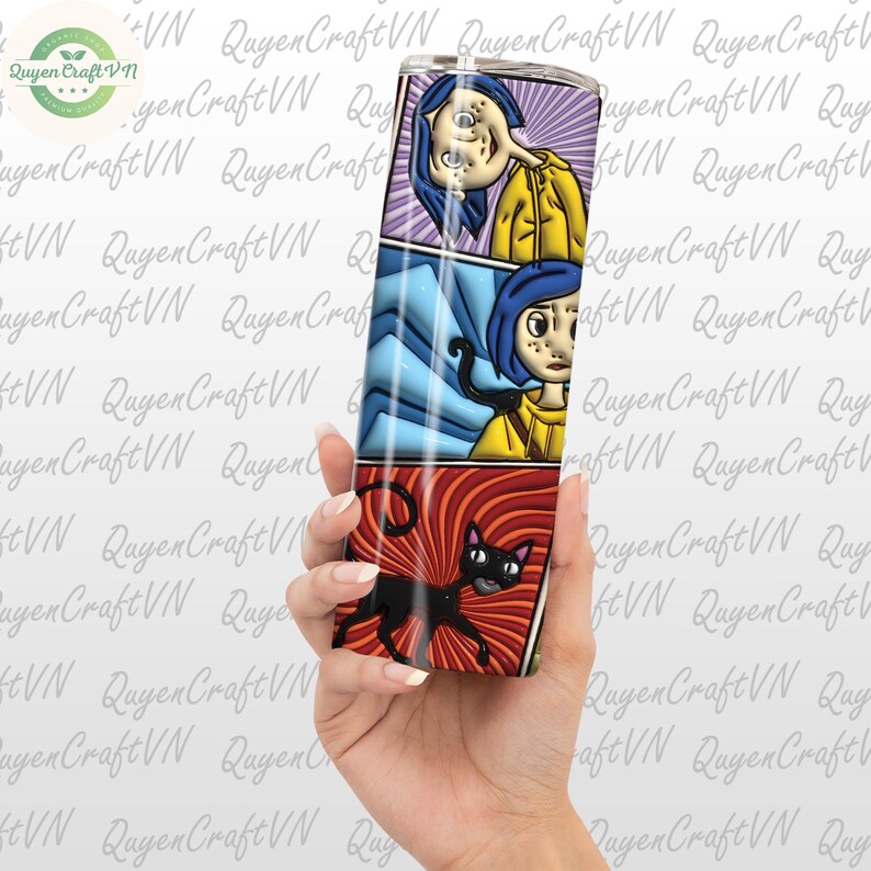 3D Horror Cartoon 20oz Tumbler, 3D Inflated Halloween Cora Character ...