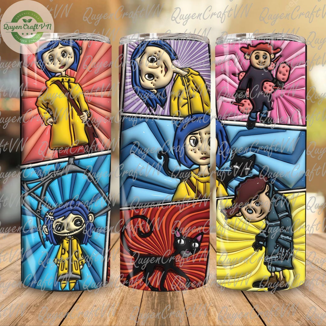 3D Horror Cartoon 20oz Tumbler, 3D Inflated Halloween Cora Character ...