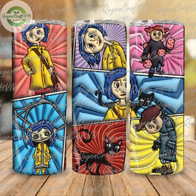 3D Horror Cartoon 20oz Tumbler, 3D Inflated Halloween Cora Character ...