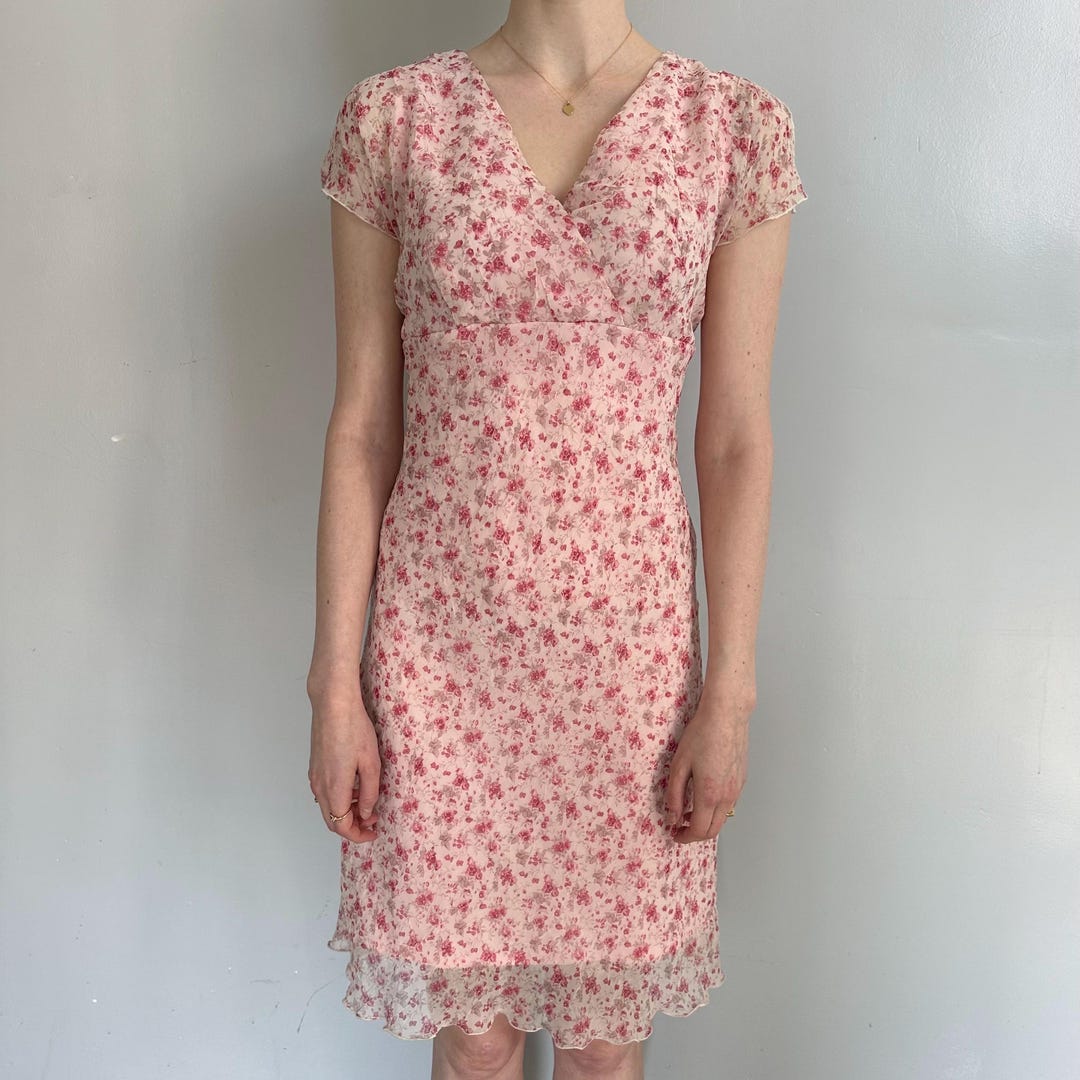 Pink Floral Midi Y2k Dress - Etsy