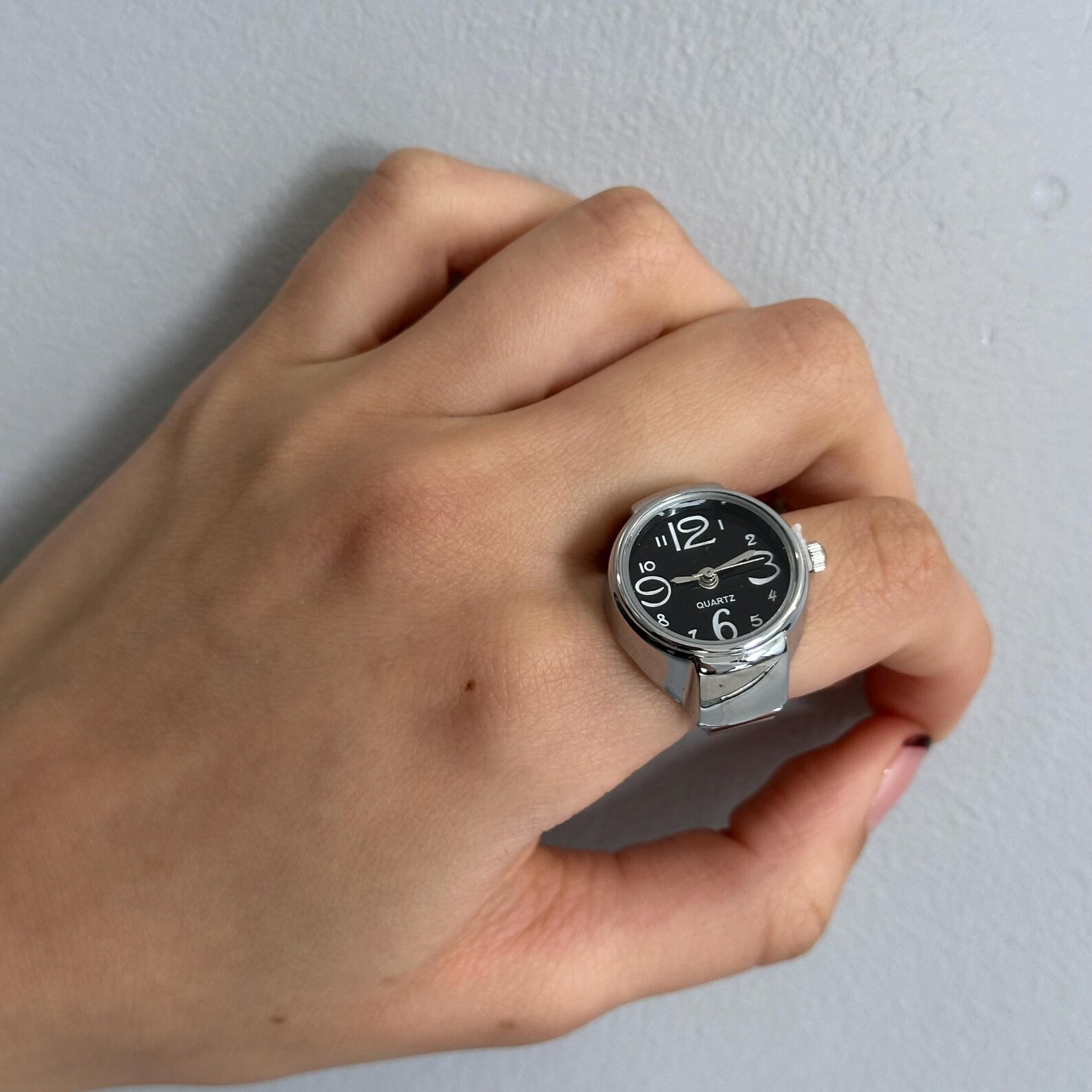 Vintage Black and Silver Watch Ring - Etsy