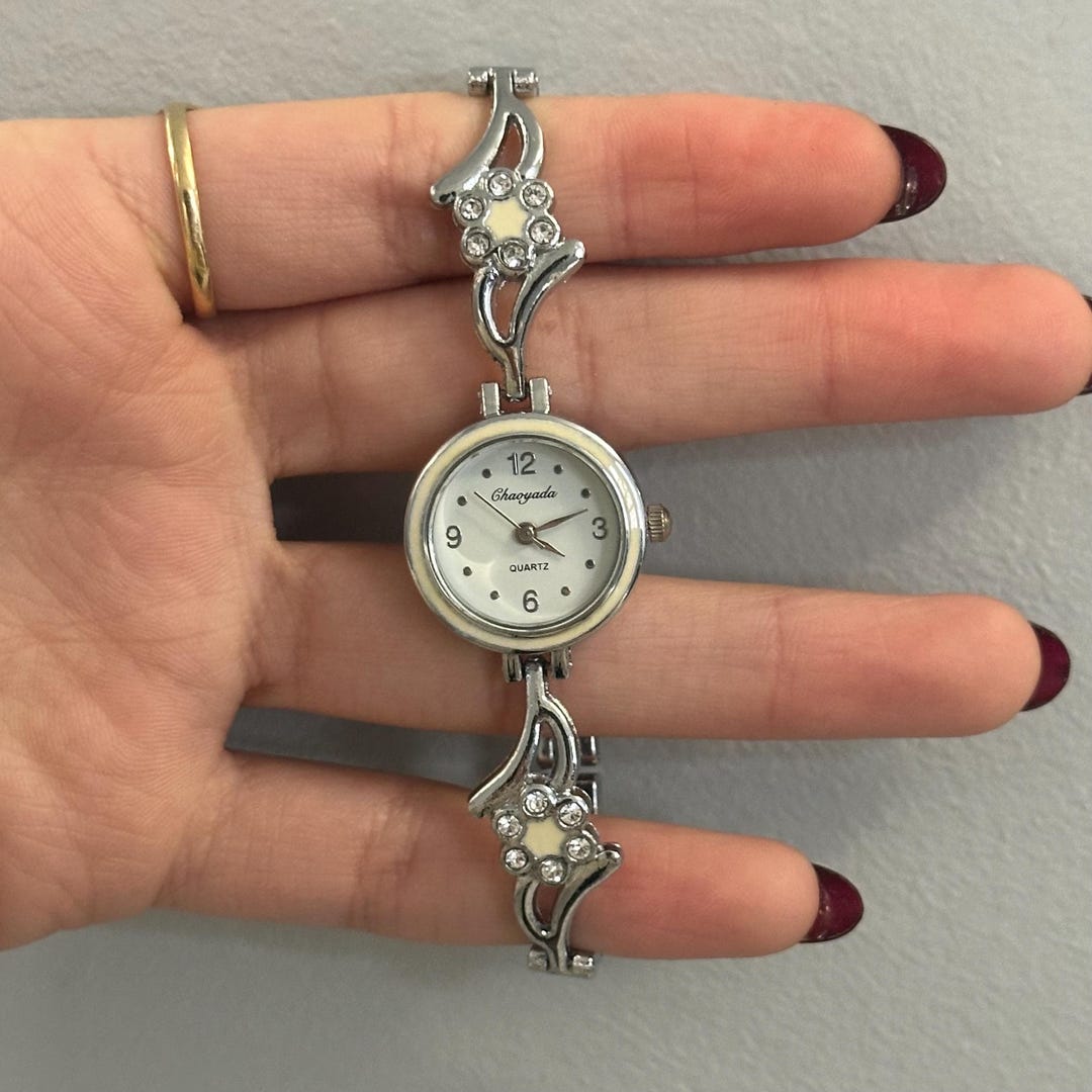Y2k Women’s Silver Floral Watch - Etsy