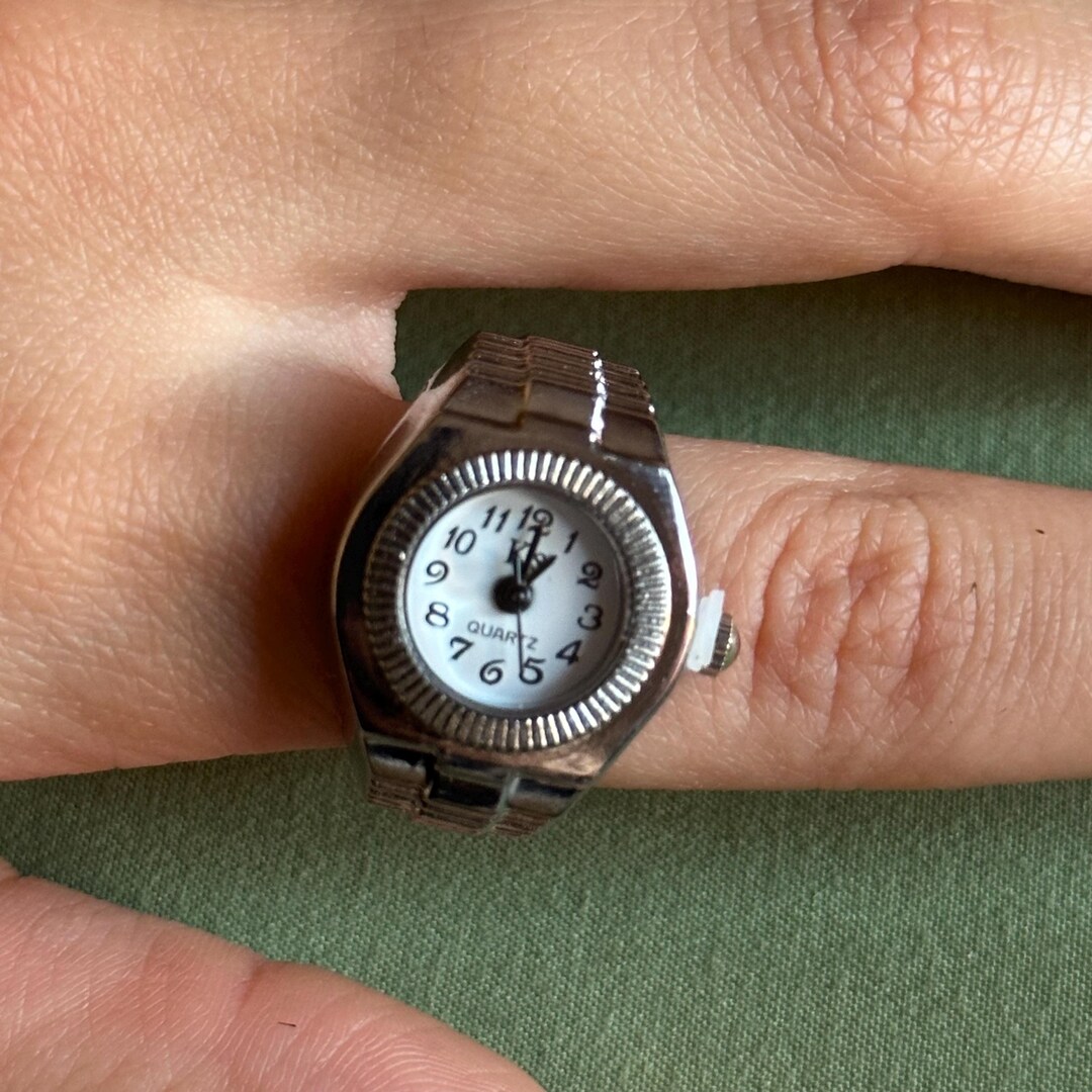 Vintage White and Silver Watch Ring - Etsy