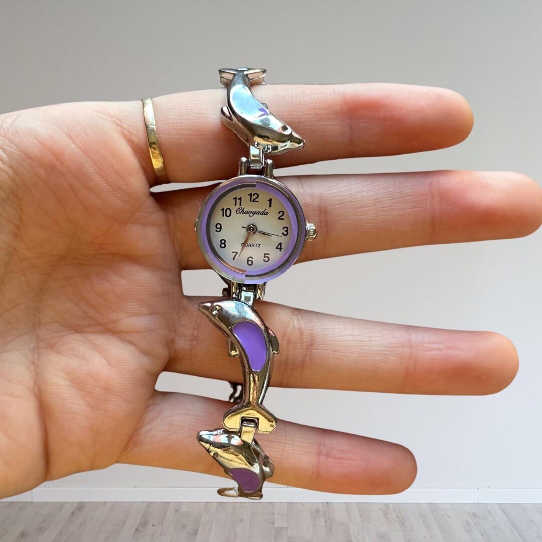 Dolphin Watch Y2k Purple and Silver Early 2000s Style Watch - Etsy