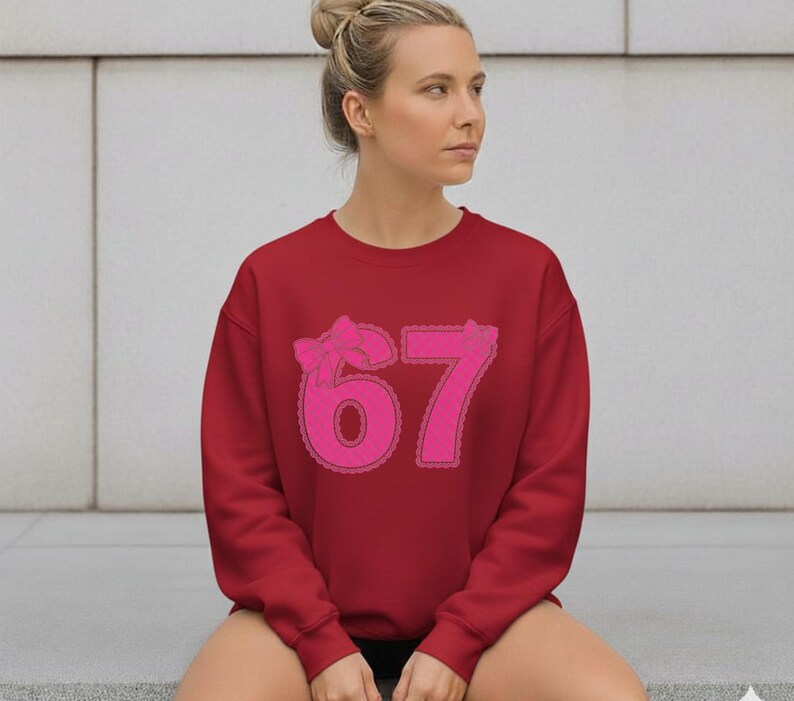 Six Seven 67 Meme Svg, Viral Funny Shirt Design, Solid Pink Coquette ...