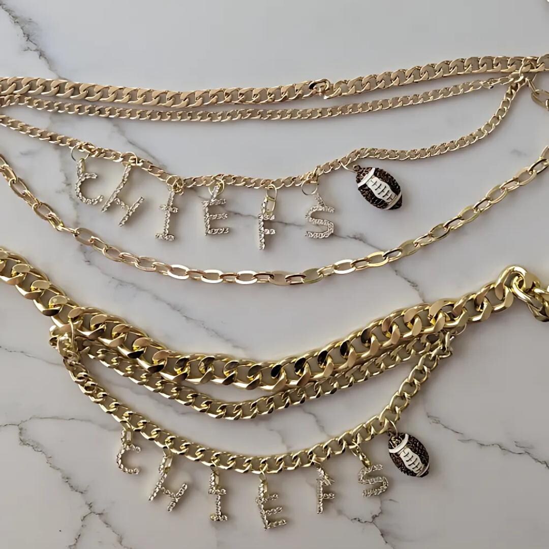 90's Gold Chiefs Chain Belt - Etsy