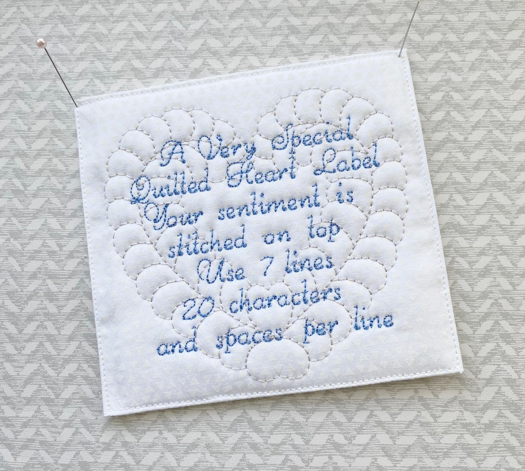 Custom Embroidered Quilt Label: Quilted Heart Design - Etsy