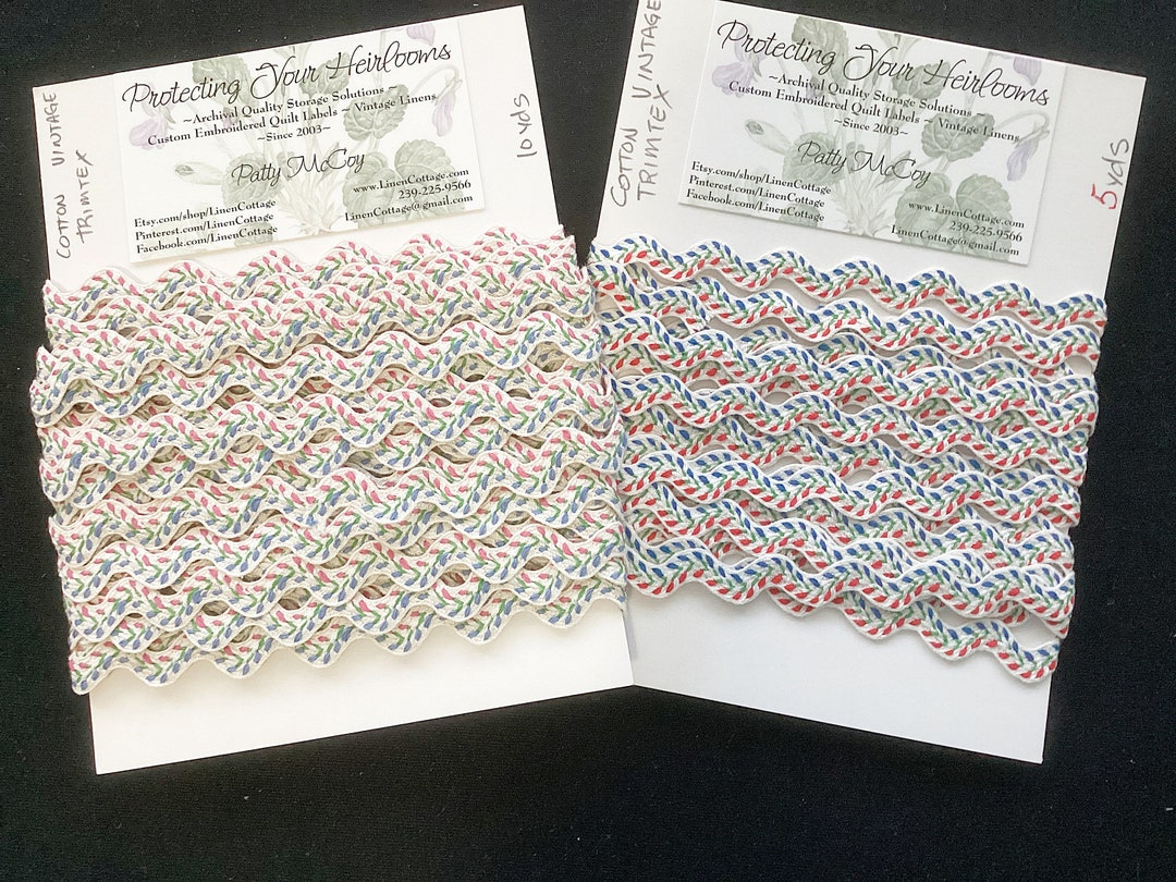 Vintage Trimtex Fancy Rick Rack NOS 10 Yard Cut 2 Styles White With ...