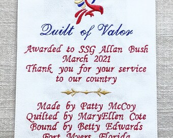 Quilt of Valor Label | Etsy