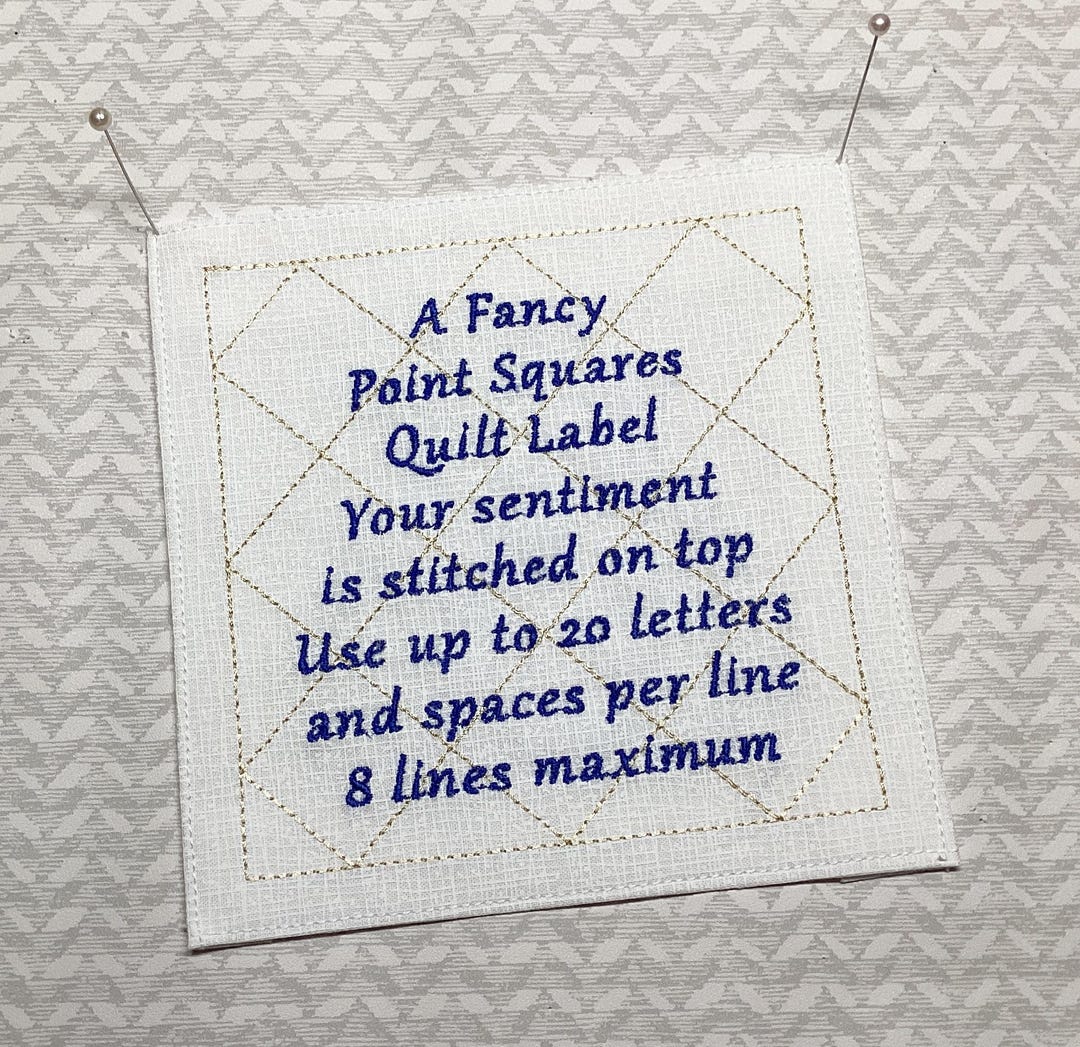 Custom Embroidered Quilt Label, Fancy Point Squares Design - Etsy