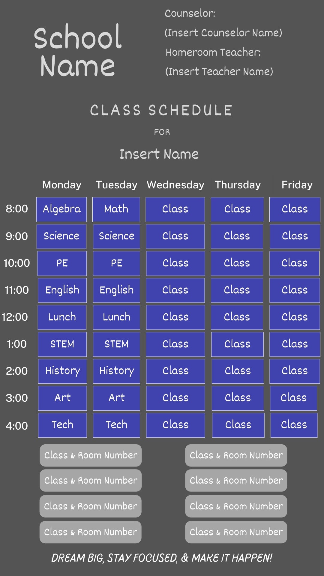 School Schedule Phone Wallpaper Template - Gray/blue - Etsy