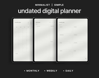 Dark Mode Undated Digital Planner: Minimalist Monthly, Weekly, Daily ...