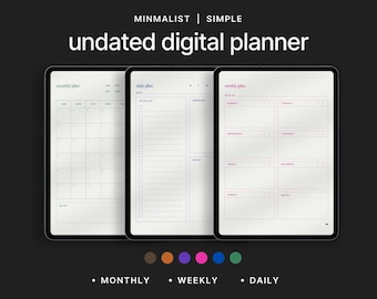 Dark Mode Undated Digital Planner: Minimalist Monthly, Weekly, Daily ...