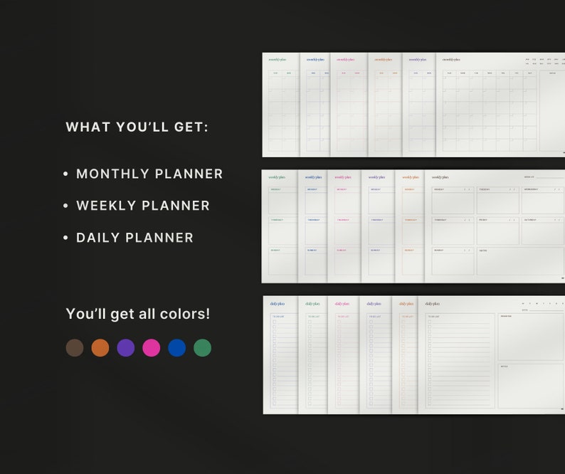 Minimalist Undated Digital Planner: Monthly, Weekly, Daily (PDF) - Etsy